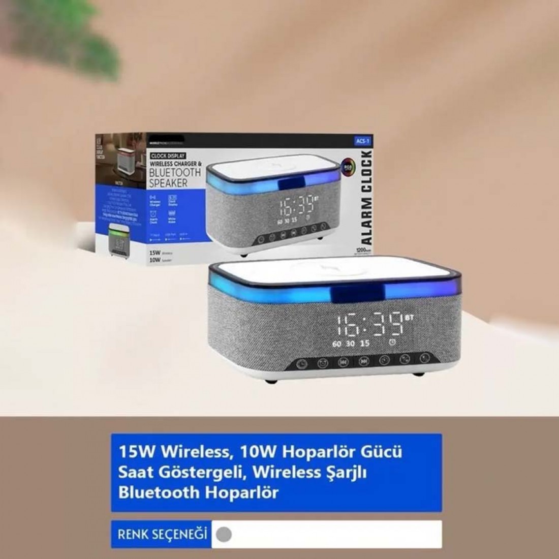 Renkli Işıklı Ses Bombası 15W Bluetooth Hoparlör ve Kablosuz Şarj Cihazı ACL ACS-01 - Fiyatı ve ...